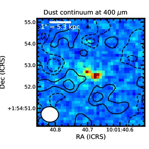 Dust Continuum Map Overlaid On The 5 0 × 5 0 Cutout Image Of Hst