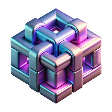 Interlocking 3d Cube Abstract Geometric Puzzle 56093313 Png