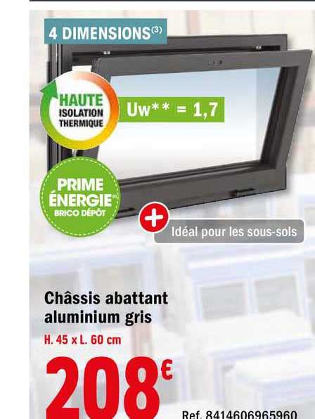 Promo Châssis Abattant Aluminium Gris Chez Brico Dépôt Icataloguefr