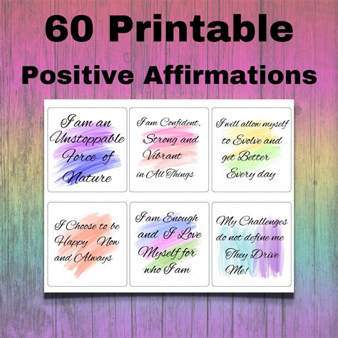 60 Printable Positive Affirmations Etsy
