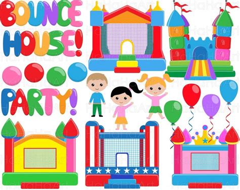 Bounce House Party Digital Clip Art  Png Pdf Eps Files Graphic