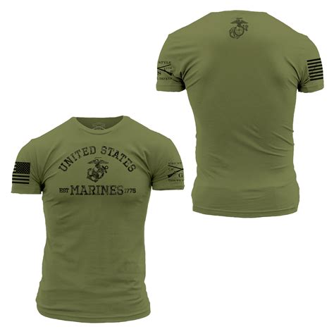 Usmc Mens T Shirt Est 1775 Green Grunt Style Llc