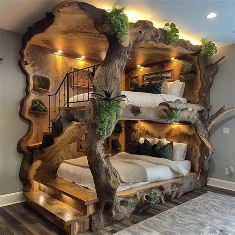 Unique Bed Frame Made From Large Tree Trunks Embracing Nature Inspired