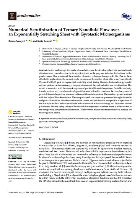 Pdf Numerical Scrutinization Of Ternary Nanofluid Flow Over An Exponentially Stretching Sheet