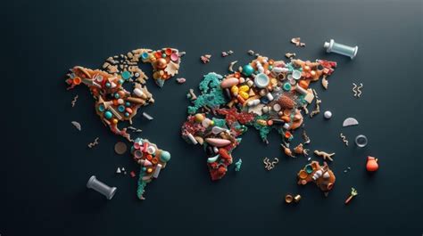 Global Issue Microplastic Pollution Map Realistic Photograph Premium Ai Generated Image