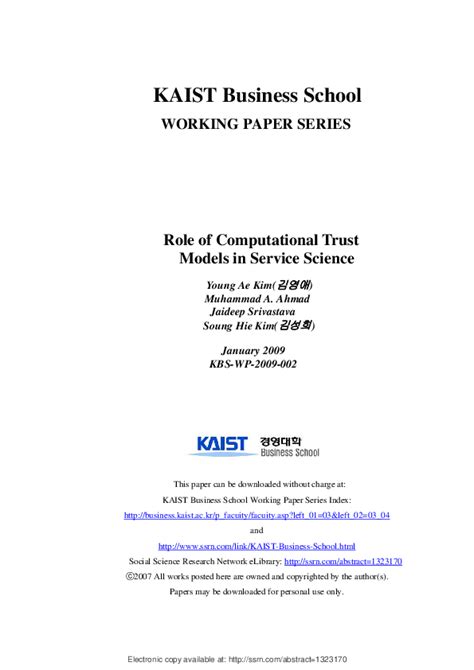 Pdf Role Of Computational Trust Models In Service Science