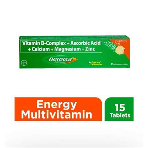 Berocca Vitamin B Complex Ascorbic Acid Magnesium Calcium Zinc 15 Effervascent Tablet