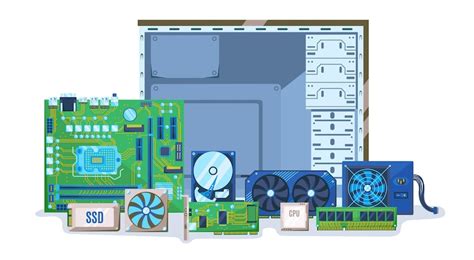 Premium Vector Pc Components Computer Case With Electronic Hardware