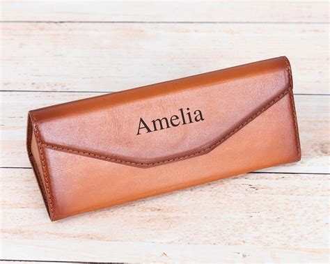 Handmade Leather Foldable Glasses Case Hard Shell Eyeglass Case