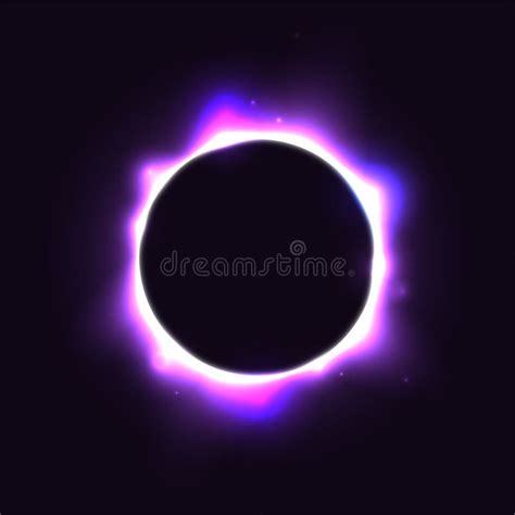 Sun Eclipse Purple Color Fire Dark Background Vector Moon Design Style