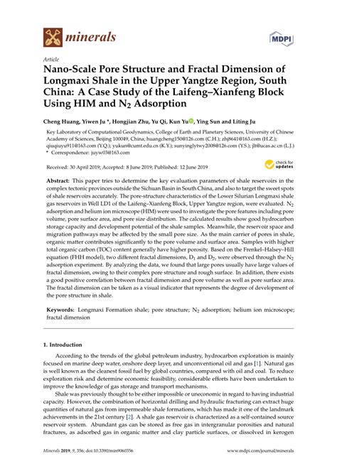 Pdf Nano Scale Pore Structure And Fractal Dimension Of Longmaxi Shale In The Upper Yangtze