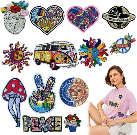 13 Pcs Embroidered Assorted Iron On Patches For Clothing Sew On Repair