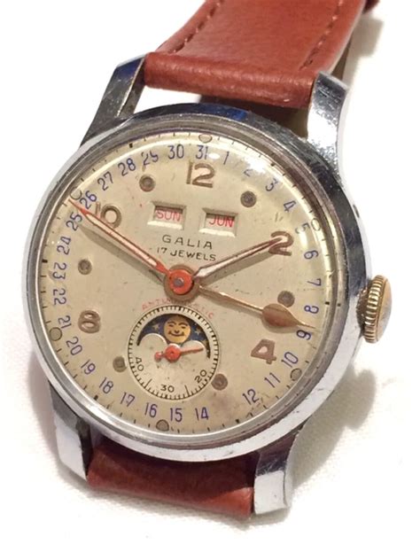 Vintage Swiss Galia Triple Date Moonphase Venus Cal 203 Mens Calendar Watch £216 00 Picclick Uk