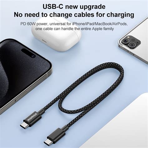 Momax Dc29 50cm Usb C Type C To Usb C Type C 60w Braided Data Sync