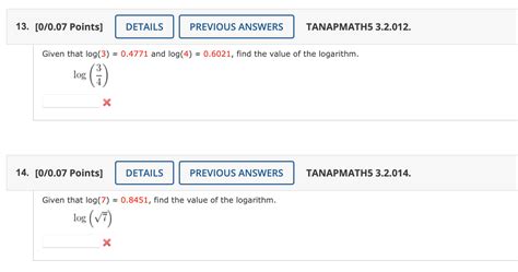 Solved Given That Log3≈04771 And Log4≈06021 Find The