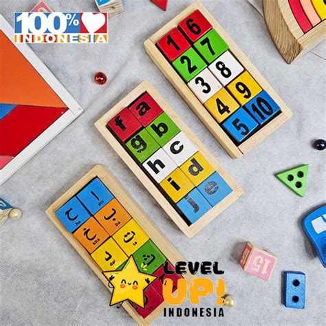 Jual Balok Kayu Alphabet Angka Arab Syllable Block Mainan Edukasi