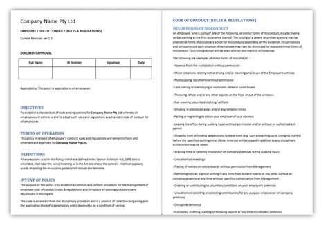 Code Of Conduct Template South Africa
