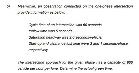 Solved A An Observation On Two Phase Signalized Junction As Solved A An Observation On Two Phase Signalized Junction As