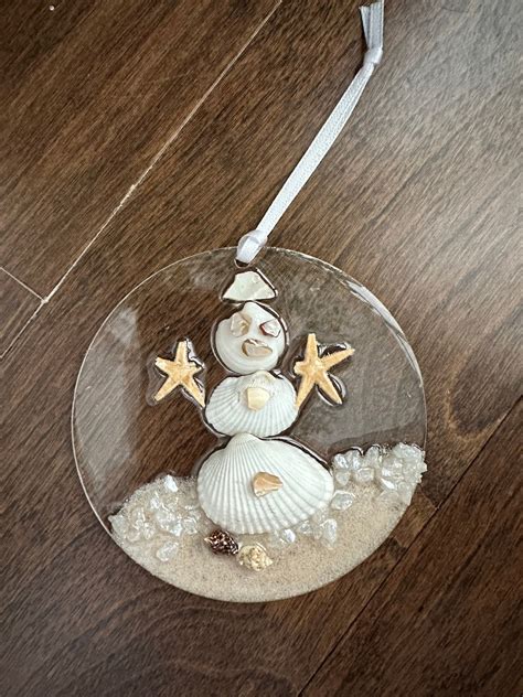 Beach Ornaments Snowman Ornaments Glass Ocean Ornaments Mirror