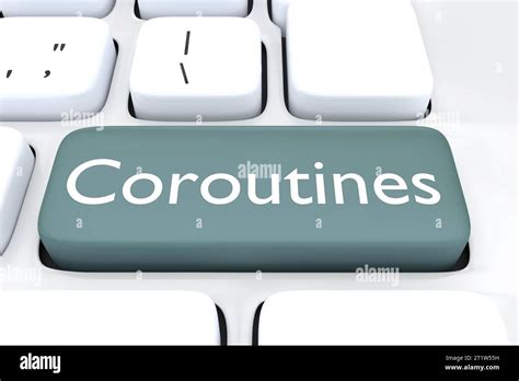 3d Illustration Of Pc Keyboard With The Script Coroutines On A Key