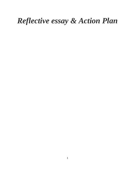 Reflective Essay And Action Plan Desklib