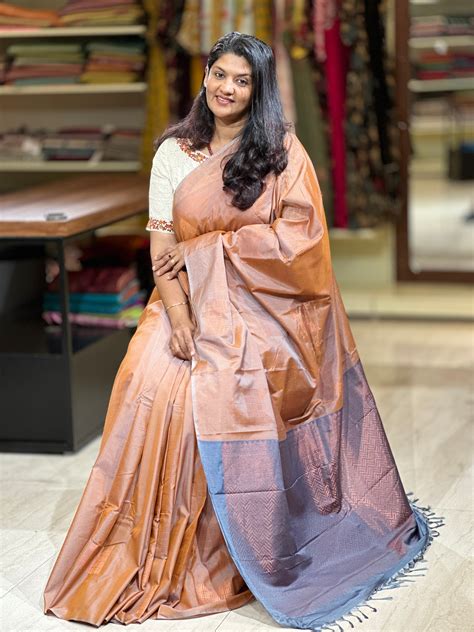 Copper Zari Weaved Semi Silk Saree Krk418 Aham Designer Boutique