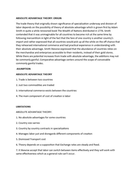 Absolute Advantage Theory Pdf
