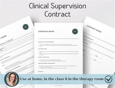 Clinical Supervision Contract Template Customizable Pdf Etsy