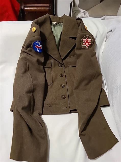 Vtg Wwii Military Army Uniform Jacket Chest Pocket Button Up Sz 42