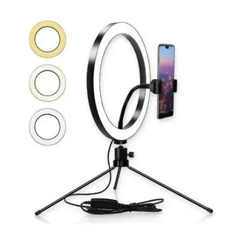 Kit 20 Ring Light Led Mesa Iluminador Blog Tripé 8 Polegada