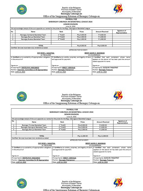 Payroll For Basketball Prizes Pdf