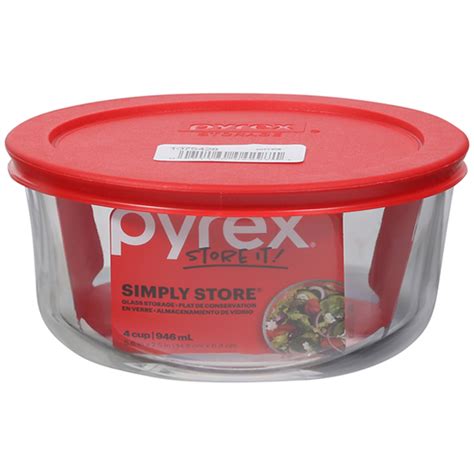 Pyrex Simply Store Glass Container Round With Lid 4 Cup Products