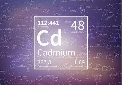 Elemento Chimico Di Cadmio Con Massa Atomica Di Prima Energia Di