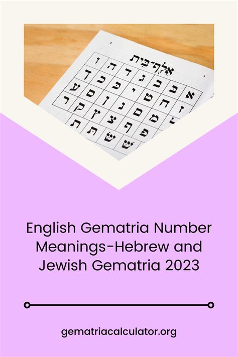 Hebrew Letter Meanings Chart And Gematria Examples Of