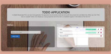 GitHub To Do List Application ReactJS Web Application