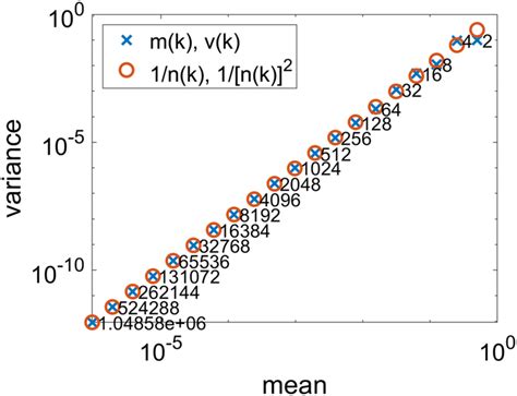On Log Log Coordinates For Each K 1 … 20 M K V K Blue X Download Scientific Diagram