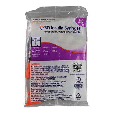 Buy Bd Ultra Fine Short Needle Half Unit Insulin Syringes At Medical Monks