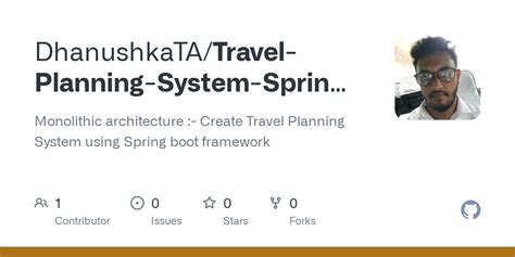 Github Dhanushkatatravel Planning System Spring Boot Monolithic