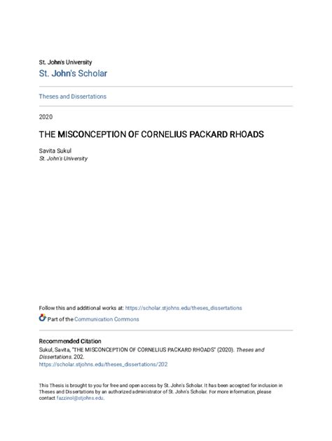Fillable Online The Misconception Of Cornelius Packard Rhoads Fax Email Print Pdffiller