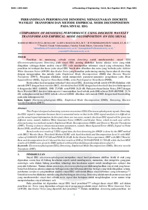 pdf perbandingan performansi denoising menggunakan metode discrete