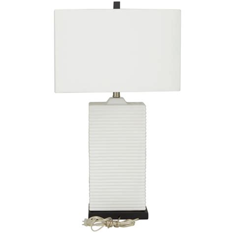Kirklands White Ceramic Fluted Rectangular Table Lamp Hamilton Place