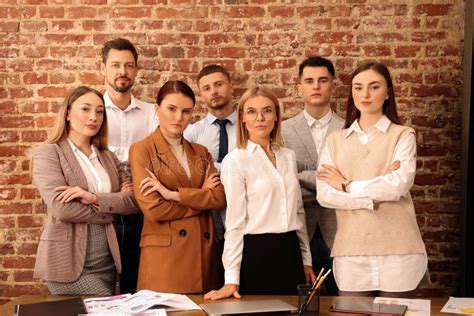Businesswoman And Her Employees In Office Lady Boss Stock Image