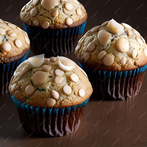 Un Grupo De Muffins Con Envoltorios Azules Y Chispas De Chocolate