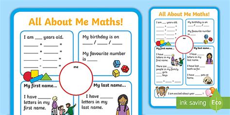 All About Me Maths Display Poster Worksheet Teacher Made