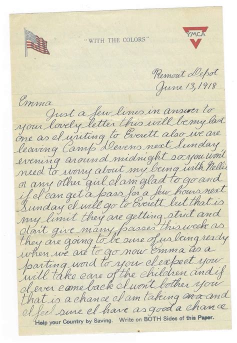 Ww1 Era Letter Written By Us Serviceman Shortly Before Shipping