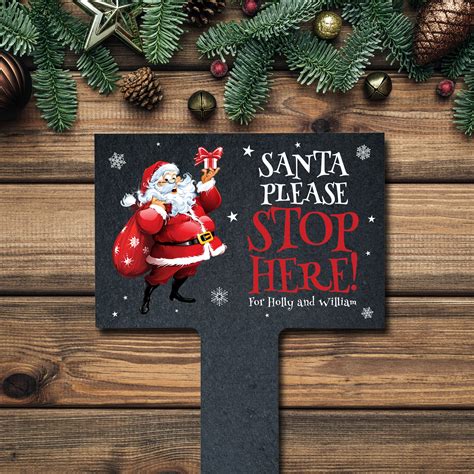 Personalised Cartoon Santa Please Stop Here Sign The Lovely Keepsake