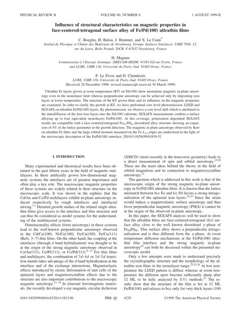 Pdf Influence Of Structural Characteristics On Magnetic Properties In Face Centered Tetragonal
