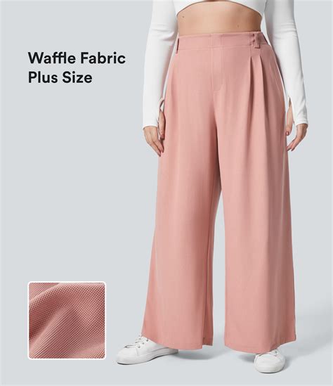 Womens Halara Flex™ High Waisted Pocket Wide Leg Waffle Work Plus Size