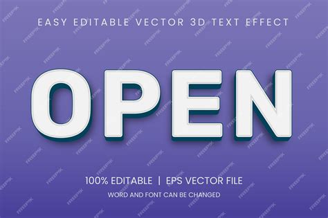 Premium Vector Free Vector Open 3d Text Effect Editable Modern Typography Font Style