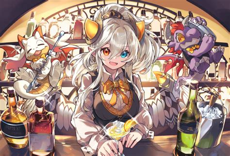 Safebooru 1girl Absurdres Alcohol Bar Place Bar Stool Bartender